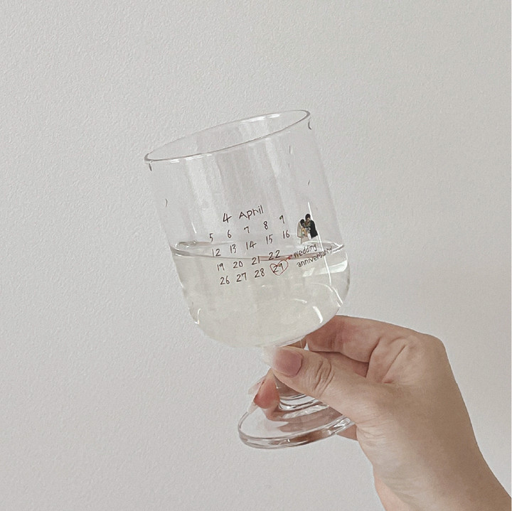 기념일 캘린더 컵 고블렛잔 280ml 결혼선물 1P | 아이디어스