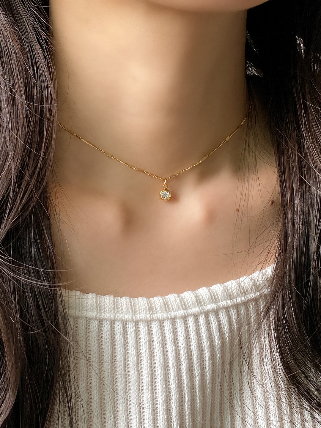 Dainty Cubic Zircon Pendant Stainless Steel Necklace | idus