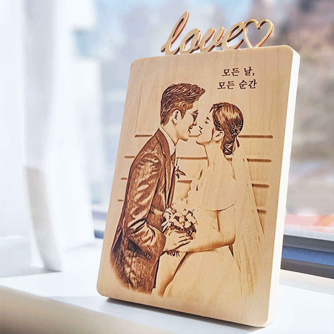 Engraved Wood Photo Wooden Photo carving Frame Couple Anniversary Gift ...
