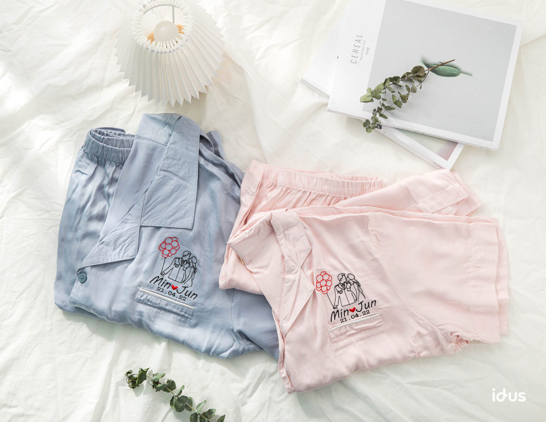 ️ Couple pajamas short-sleeved shorts initial drawing imprint | idus