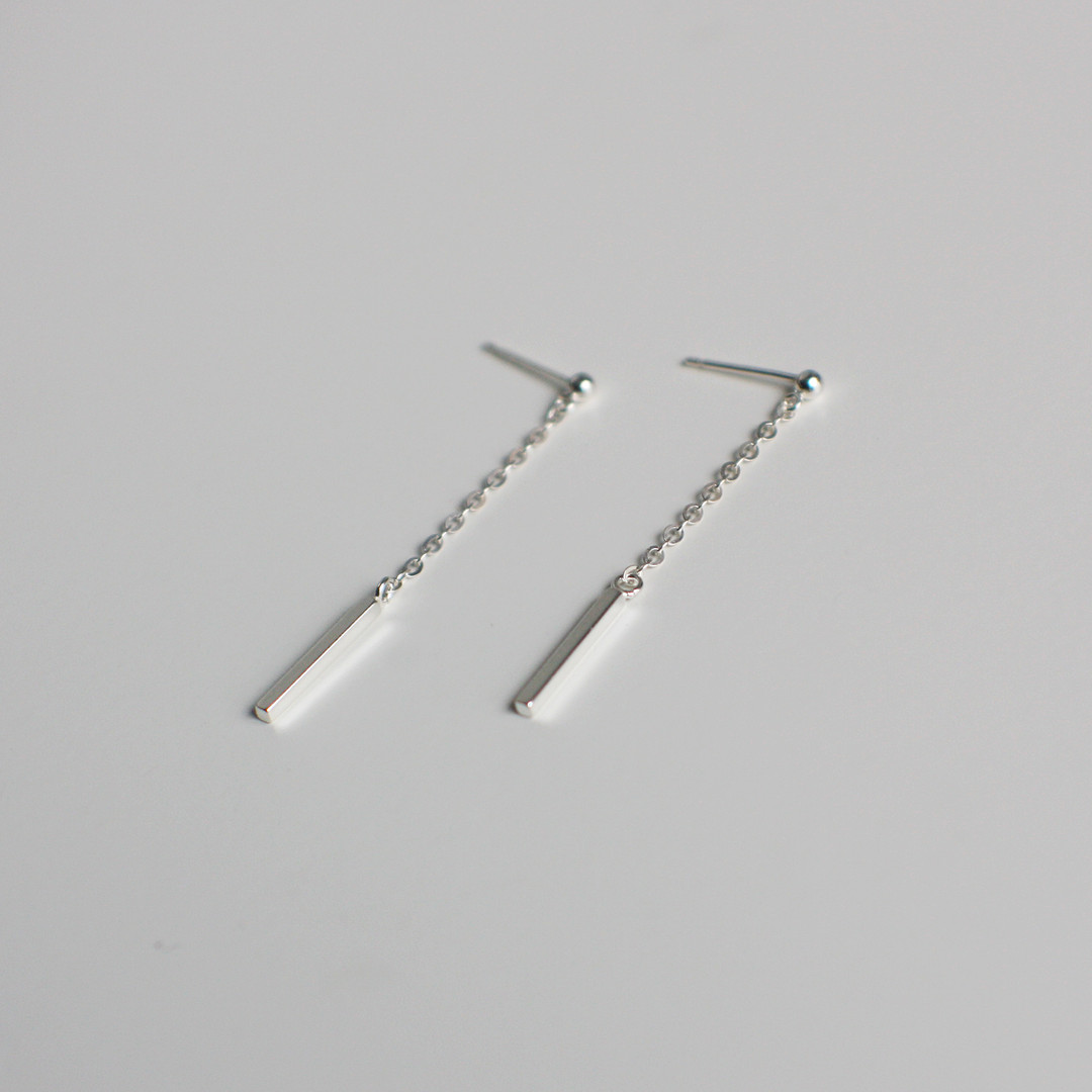 925 Silver Chain Stick Earrings