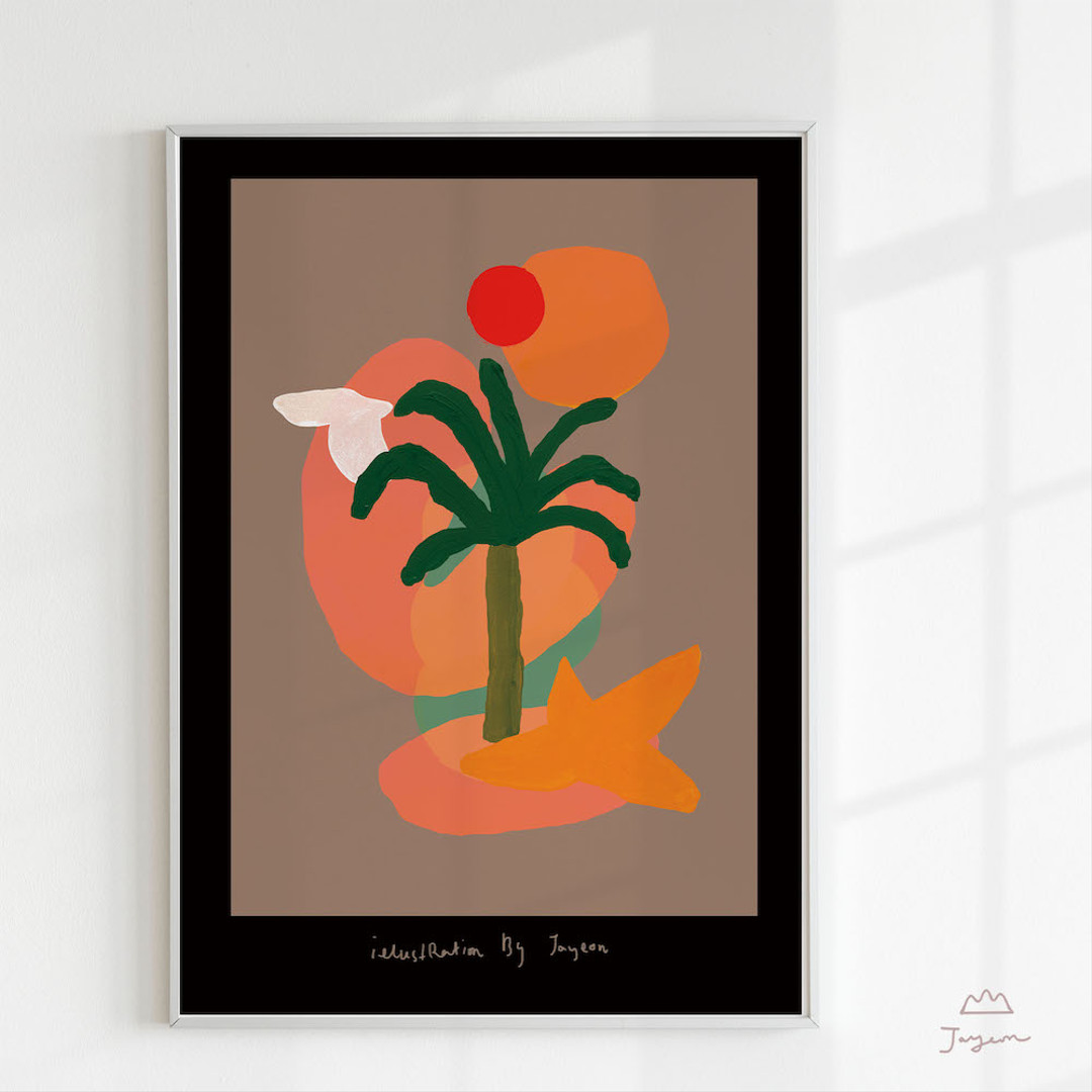 Sunset beach View Hand panting A3 Size Wall Decor Printed art