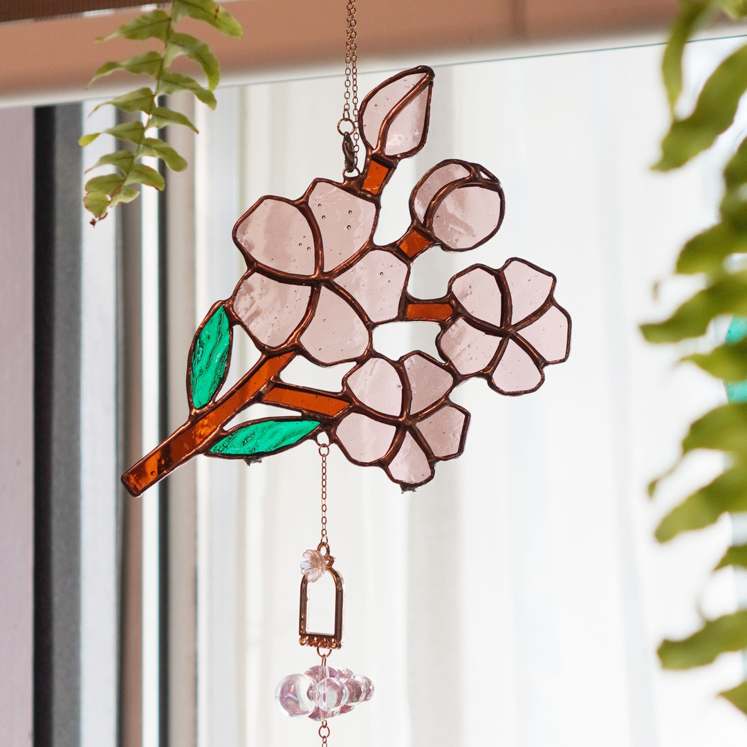 Stained Glass Cherry Blossom Tree Suncatcher Doorbell