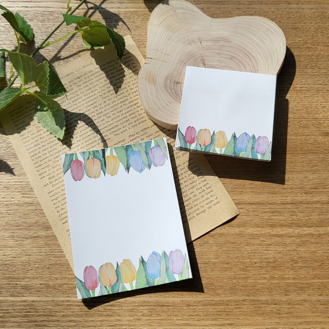 Rainbow tulips memo pad and sticky note
