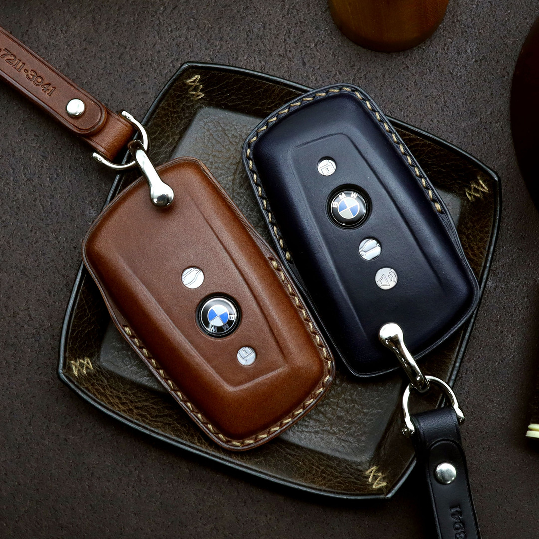 BMW key chain, Leather Car Key Fob cover, Remote Key Case