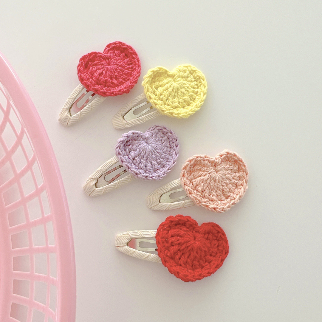 [Kids] Knitting heart ticking pin (5color)