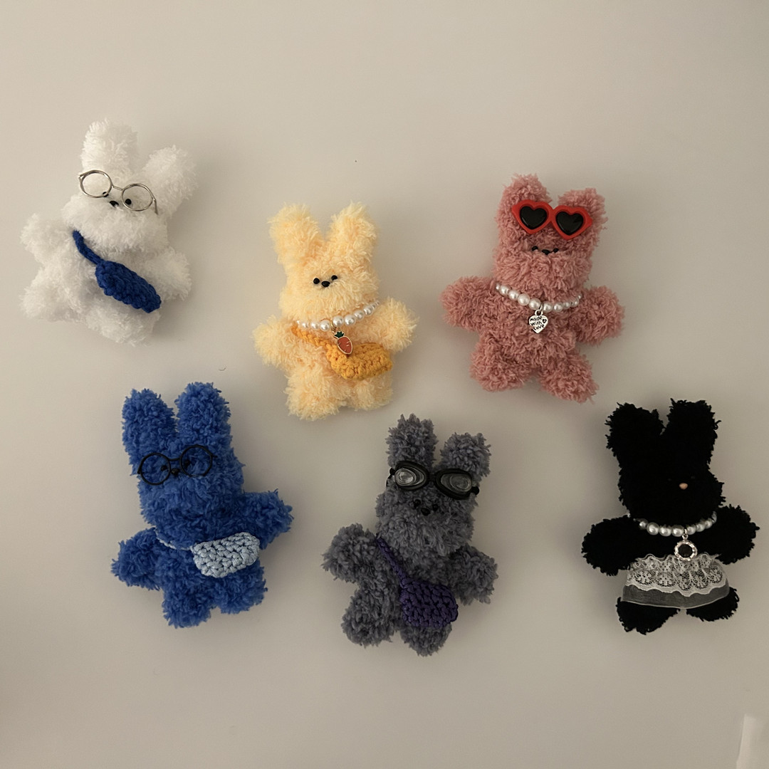 6 Colorful Rabbit with accessories keychain (Moru) | idus