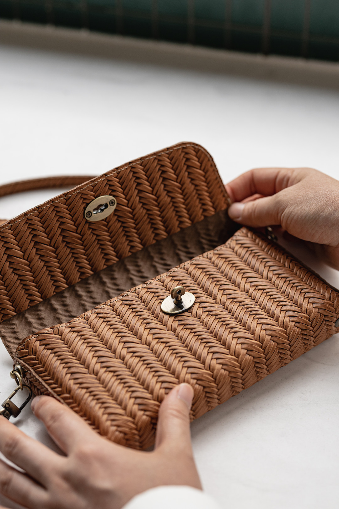 Rattan Pattern Leather Mini Bag | idus