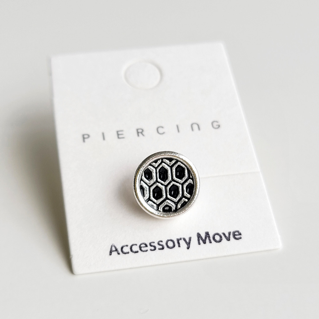 Turtle back Pattern Silver Piercing(surgical stainless steel bar ...