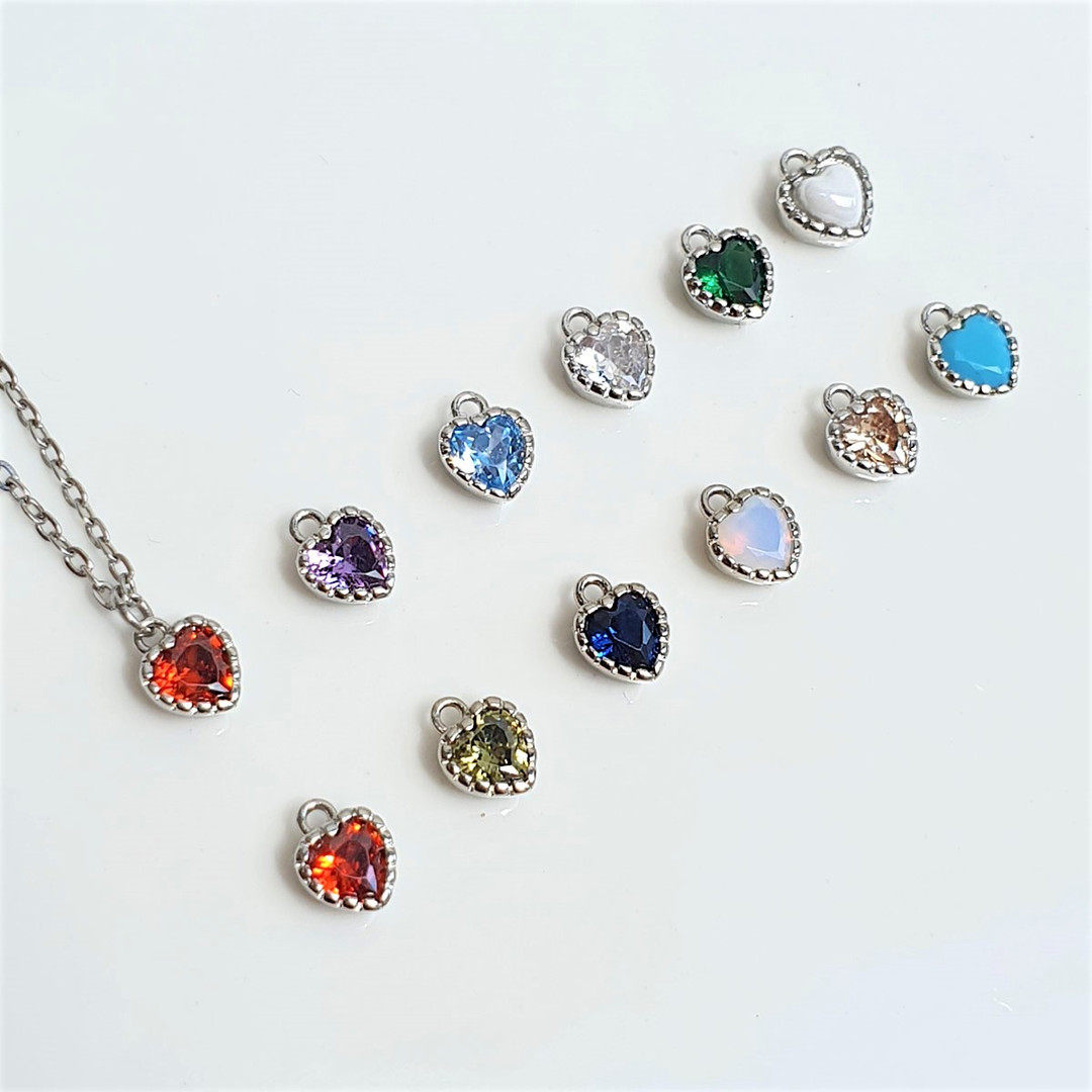 mini heart birthstone necklace | idus