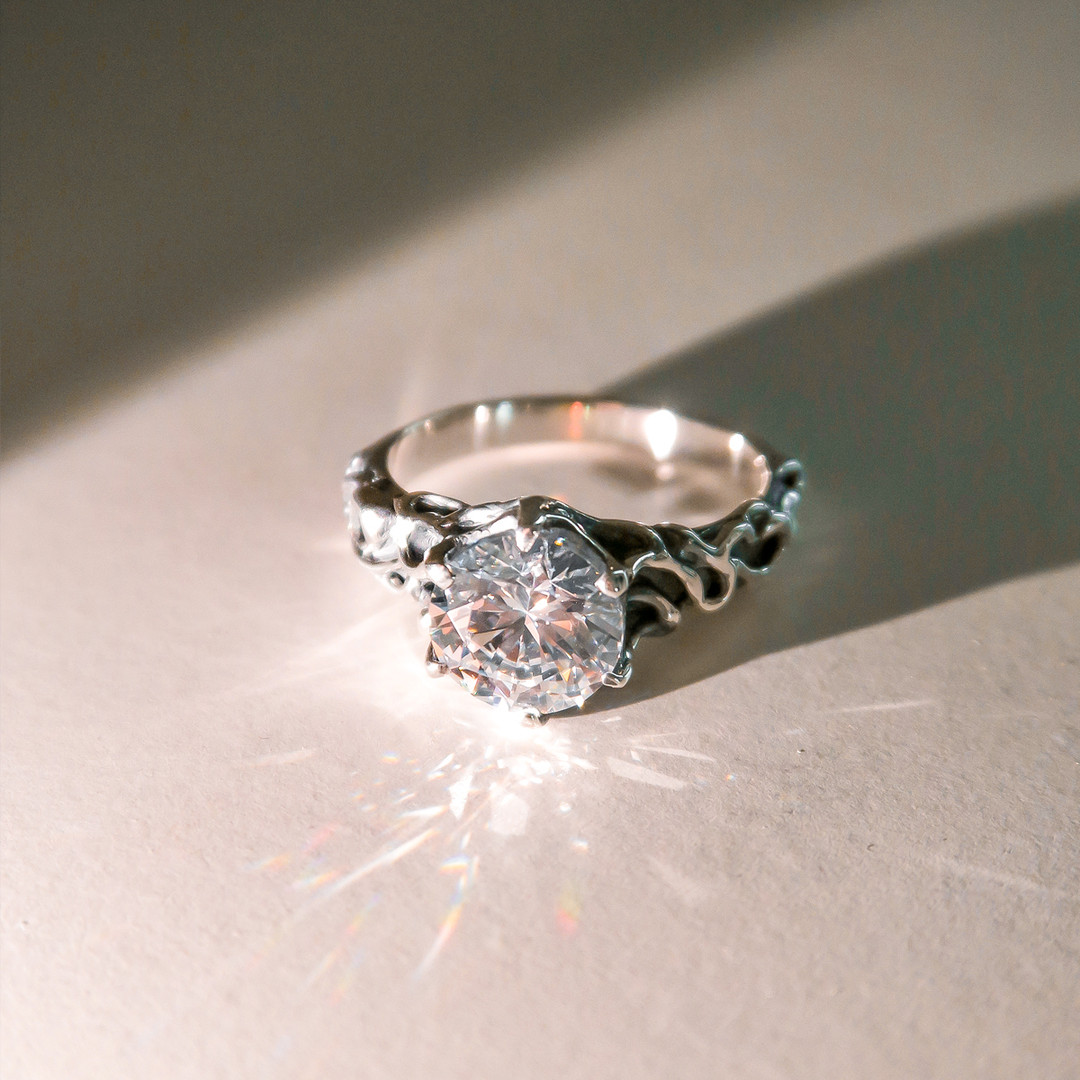 MIHUE Vintage Sterling Silver Oxidized Large CZ Solitaire birthstone ...