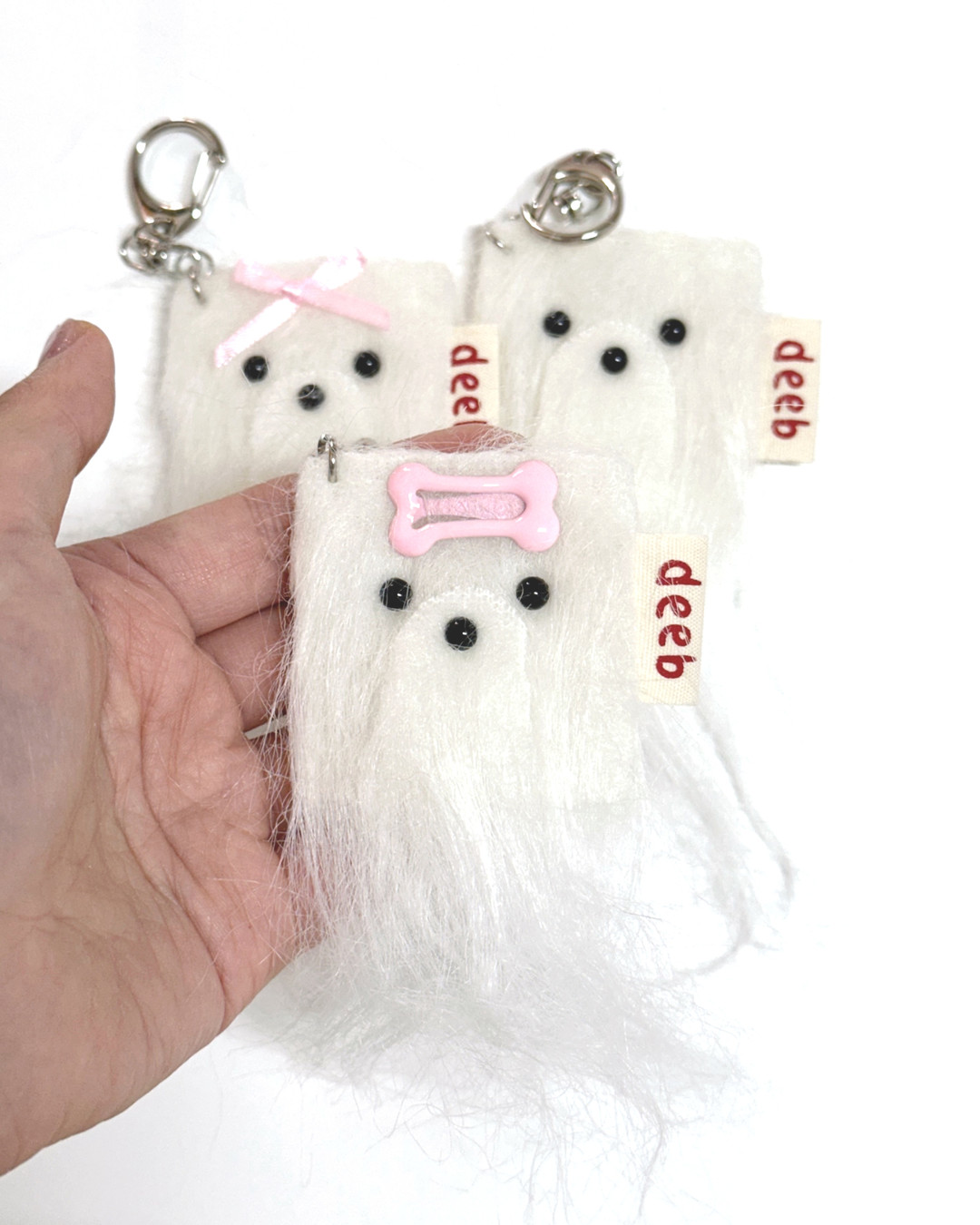 Unique Square-Faced Dog Fur Keyring - Handmade Cute Accessory with Soft ...