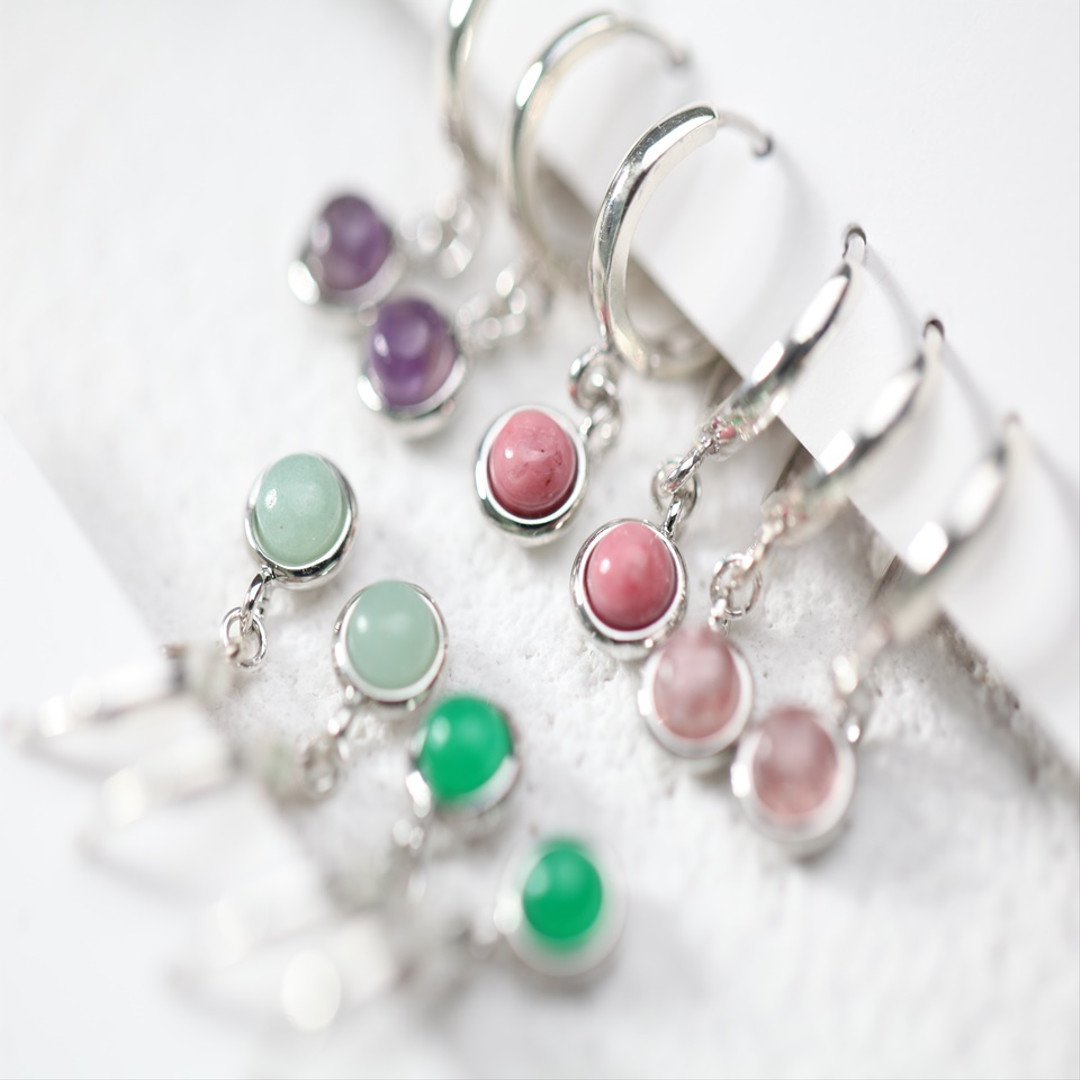 [925 silver] Ring gemstone earrings | idus