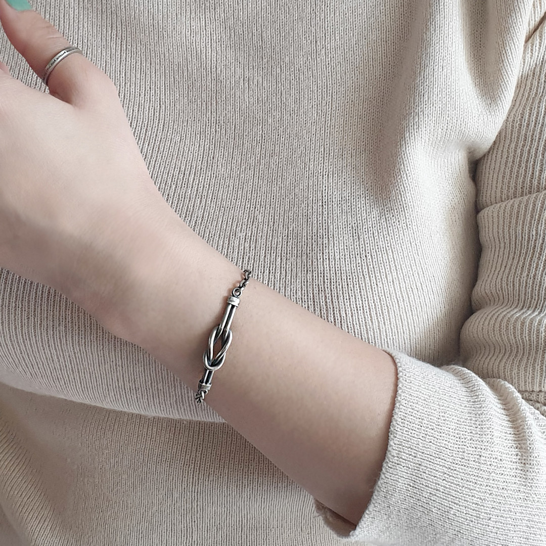 925 Silver Antique Knot Bracelet | idus