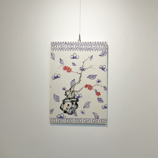 붉은 매화 액자 손그림 한국적인 인테리어 선물 | 아이디어스