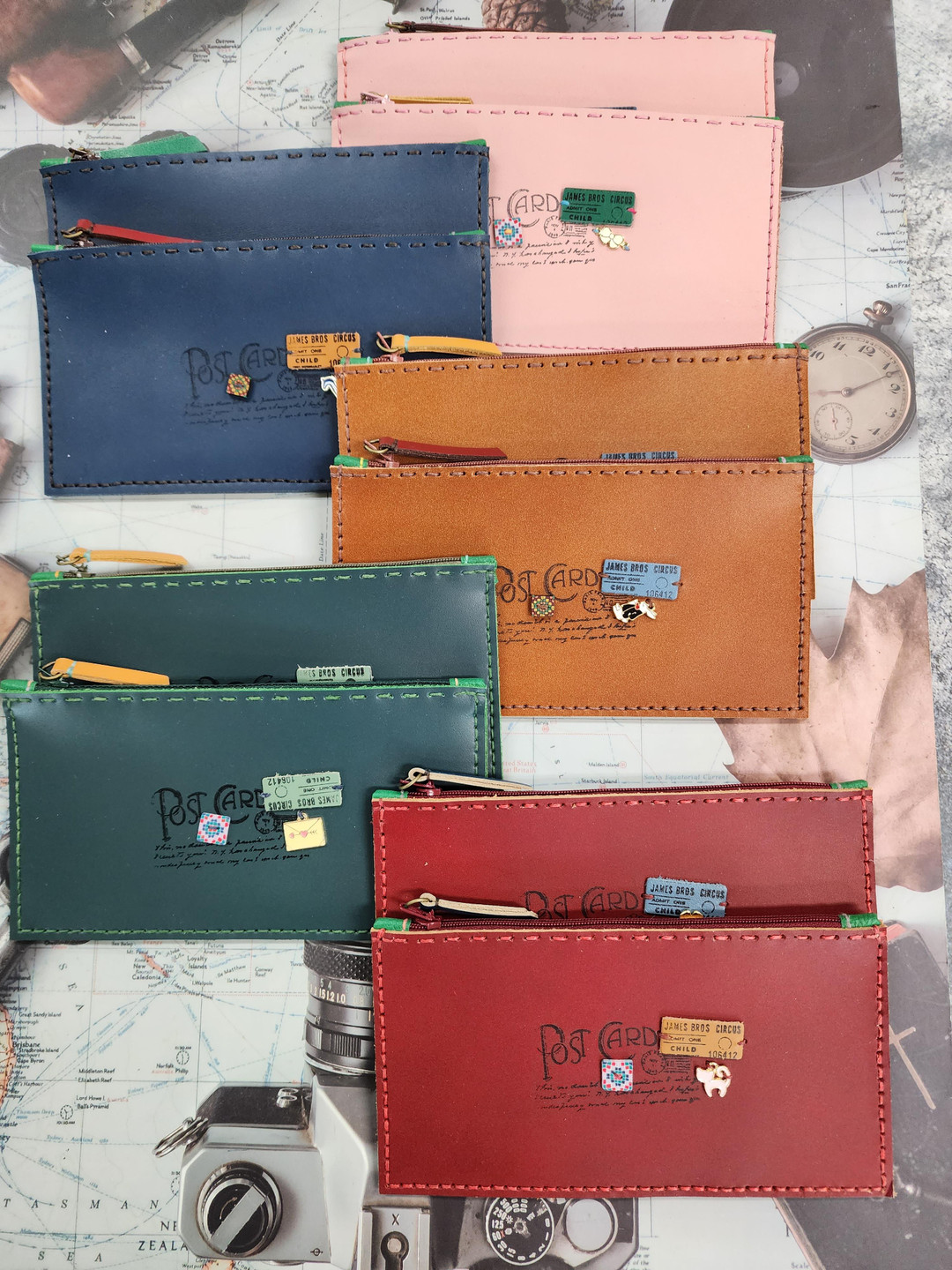 Vintage leather simple zipper wallet | idus