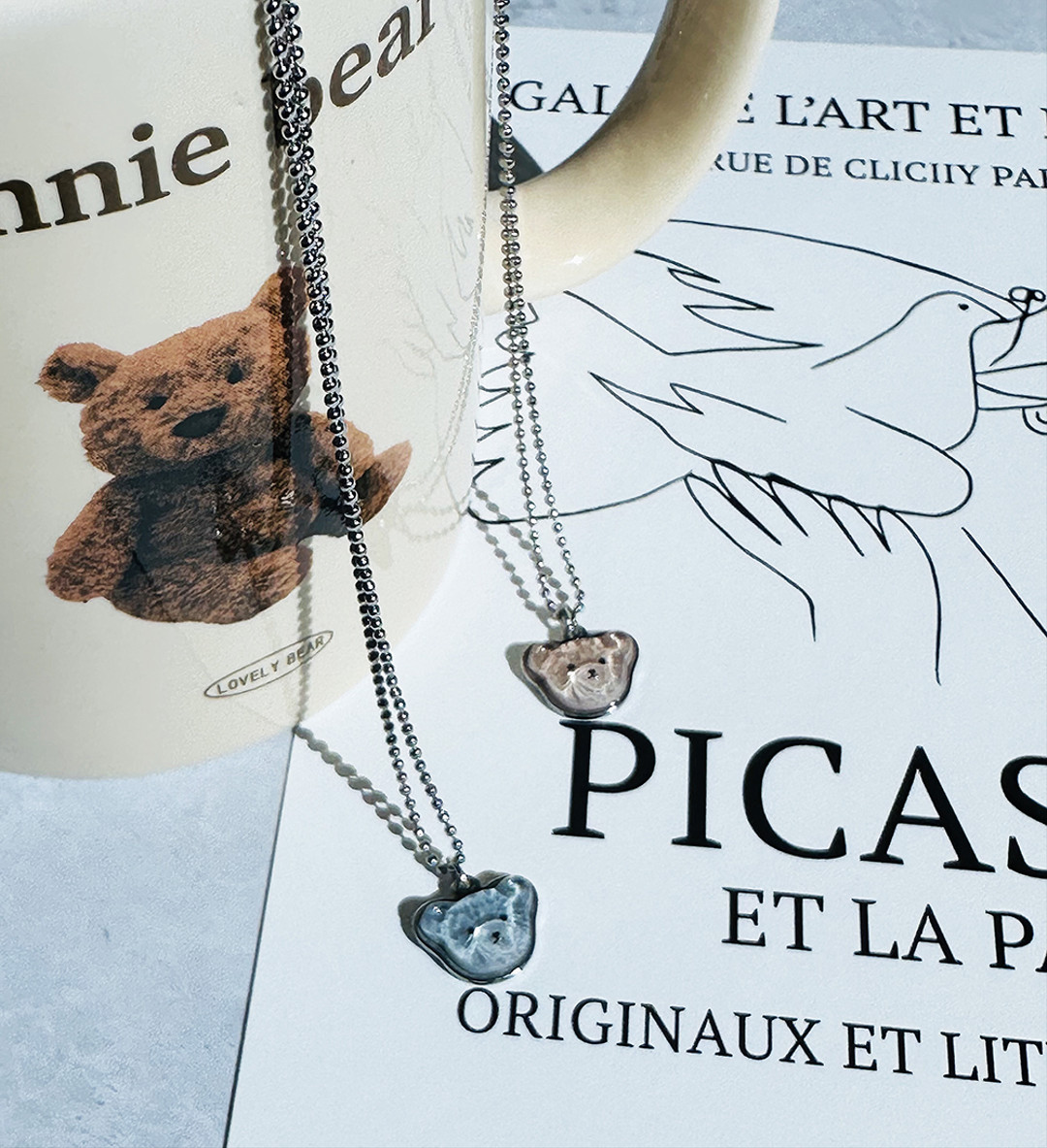 Surgical steel bear pendant necklace | idus