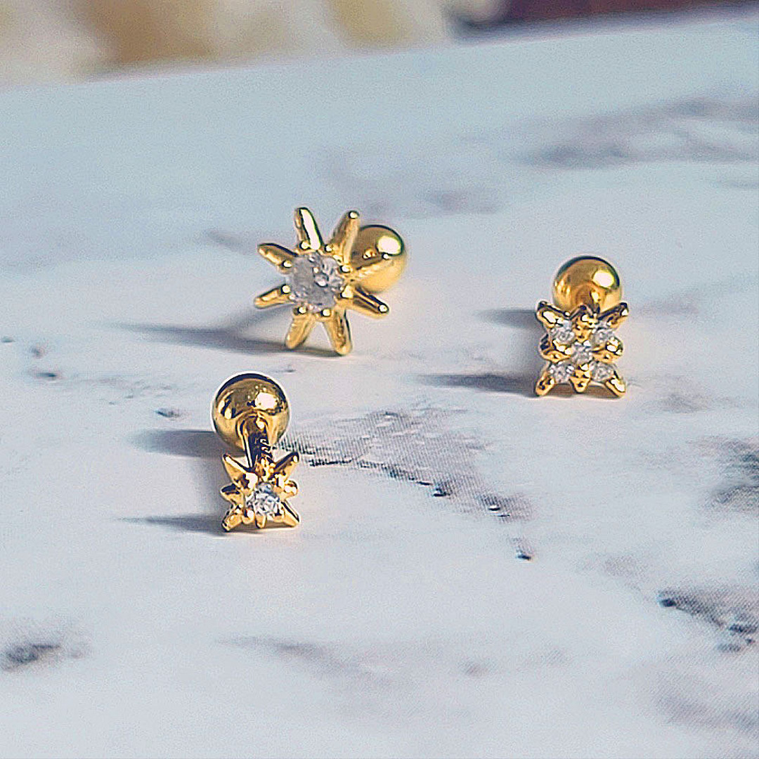 All Silver925 Sunflower Minimal Cubic Ball, Lablet Piercing