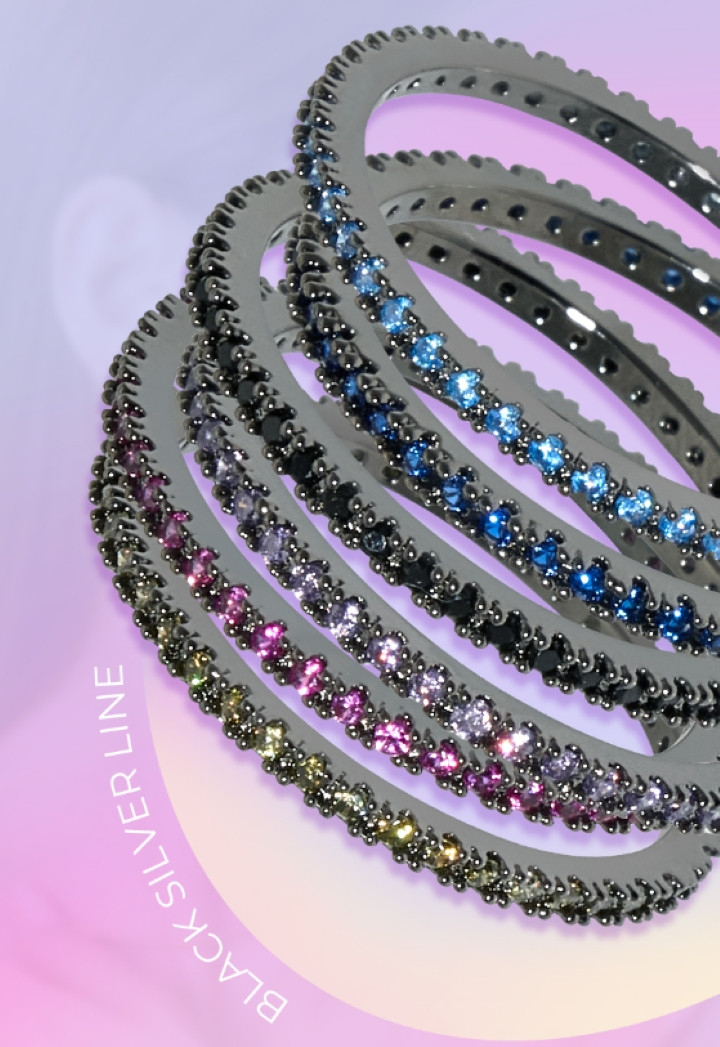 [S925] 1MM 블루 테니스 반지 (실버) | 아이디어스