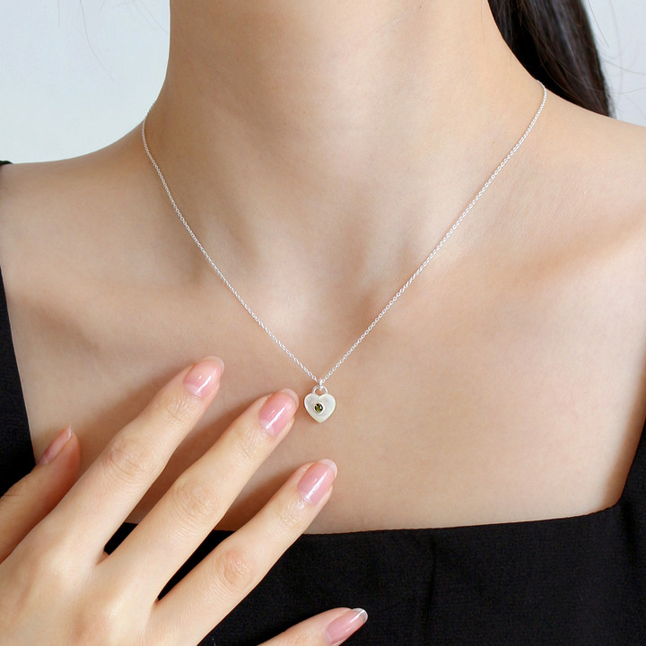 925실버 하트 천연자개 은 목걸이 마샤 2color | 아이디어스