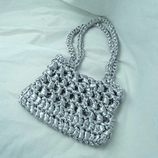 리본 새틴백 / 실버백/ 뜨개가방 | 아이디어스
