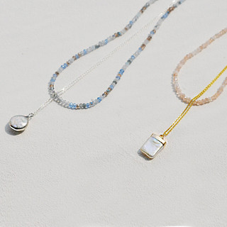 pink blue two line necklace | 아이디어스