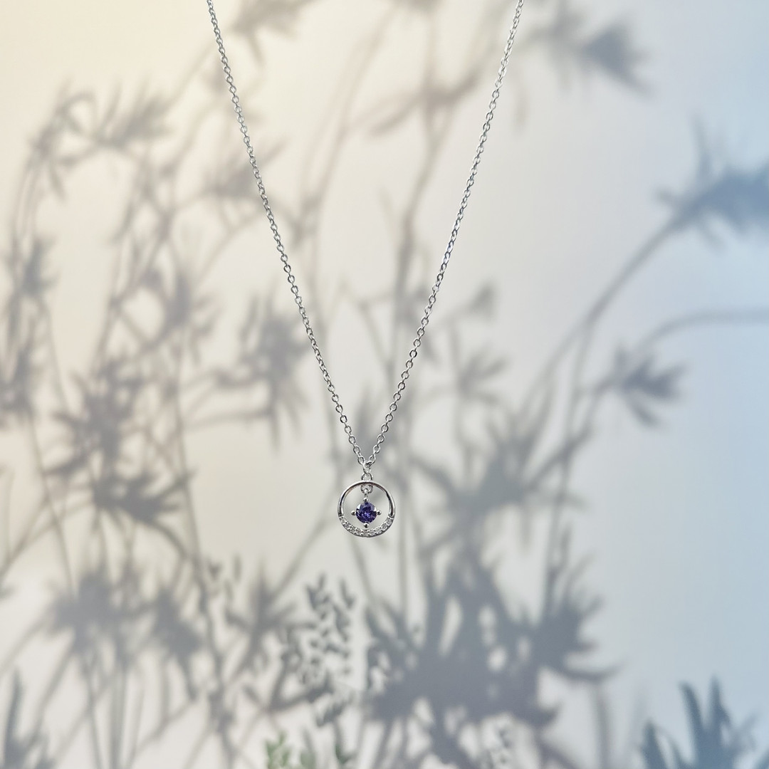Ddarang Cubic Round Purple Silver Necklace | idus
