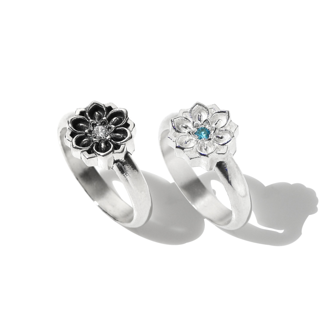 Korean traditional Dancheong pattern silver paper ring | idus