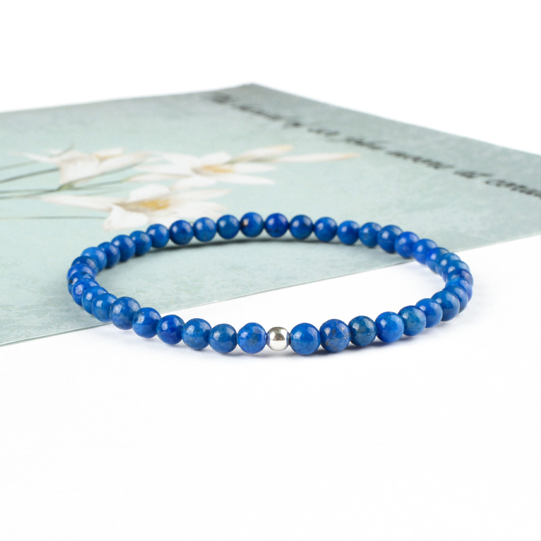 Lapis Lazuli Simple Round Natural Stone Gemstone Beads Bracelet | idus