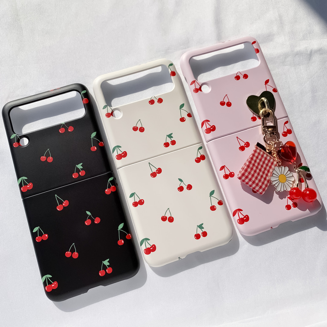 [All models] Cherry Pattern Phone Case + Grip Stand holder, Keyring | idus