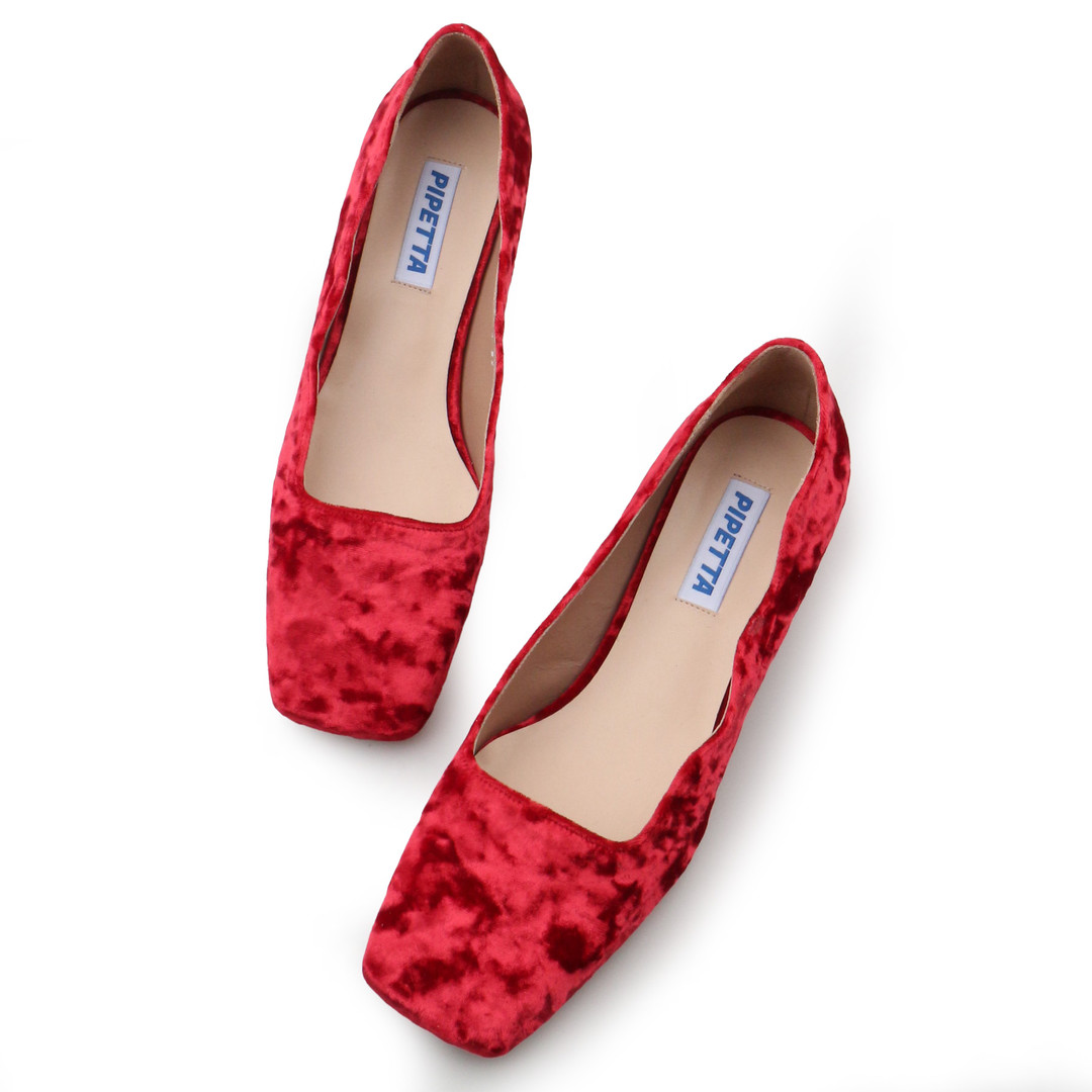 [Christmas] Ella mirror wave velvet pumps red | idus