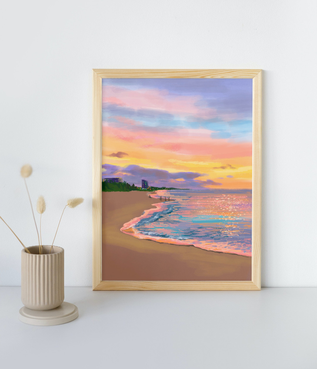 sunset summer beach illustration poster | idus