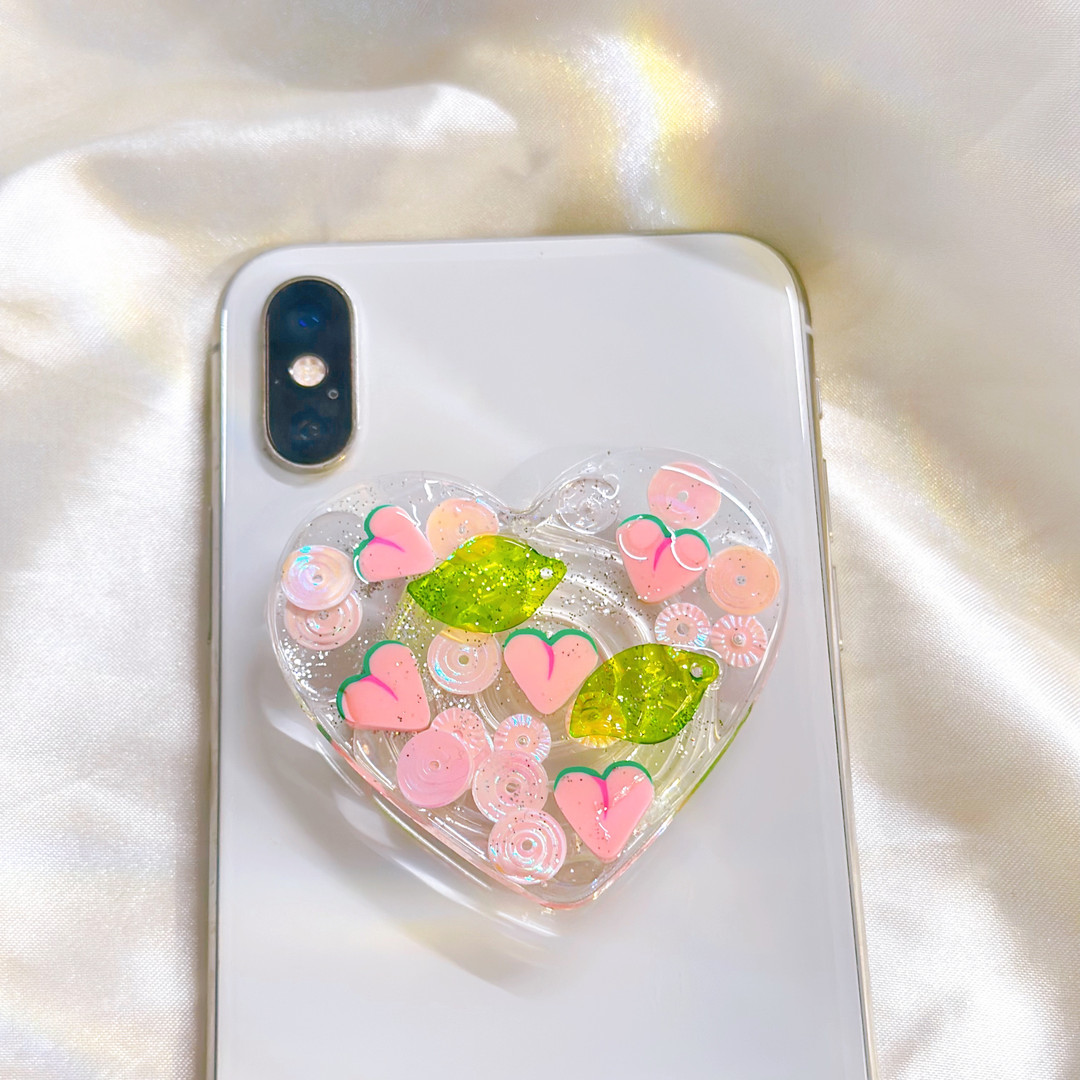Peach Crush heart pink griptok glitter cute kitsch