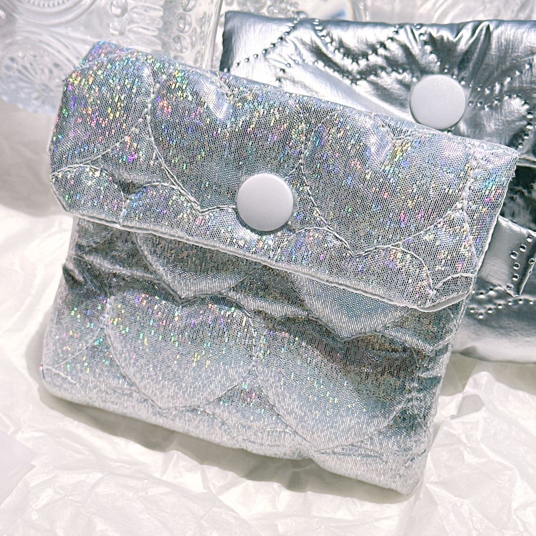 Glitter Silver Heart Card Wallet
