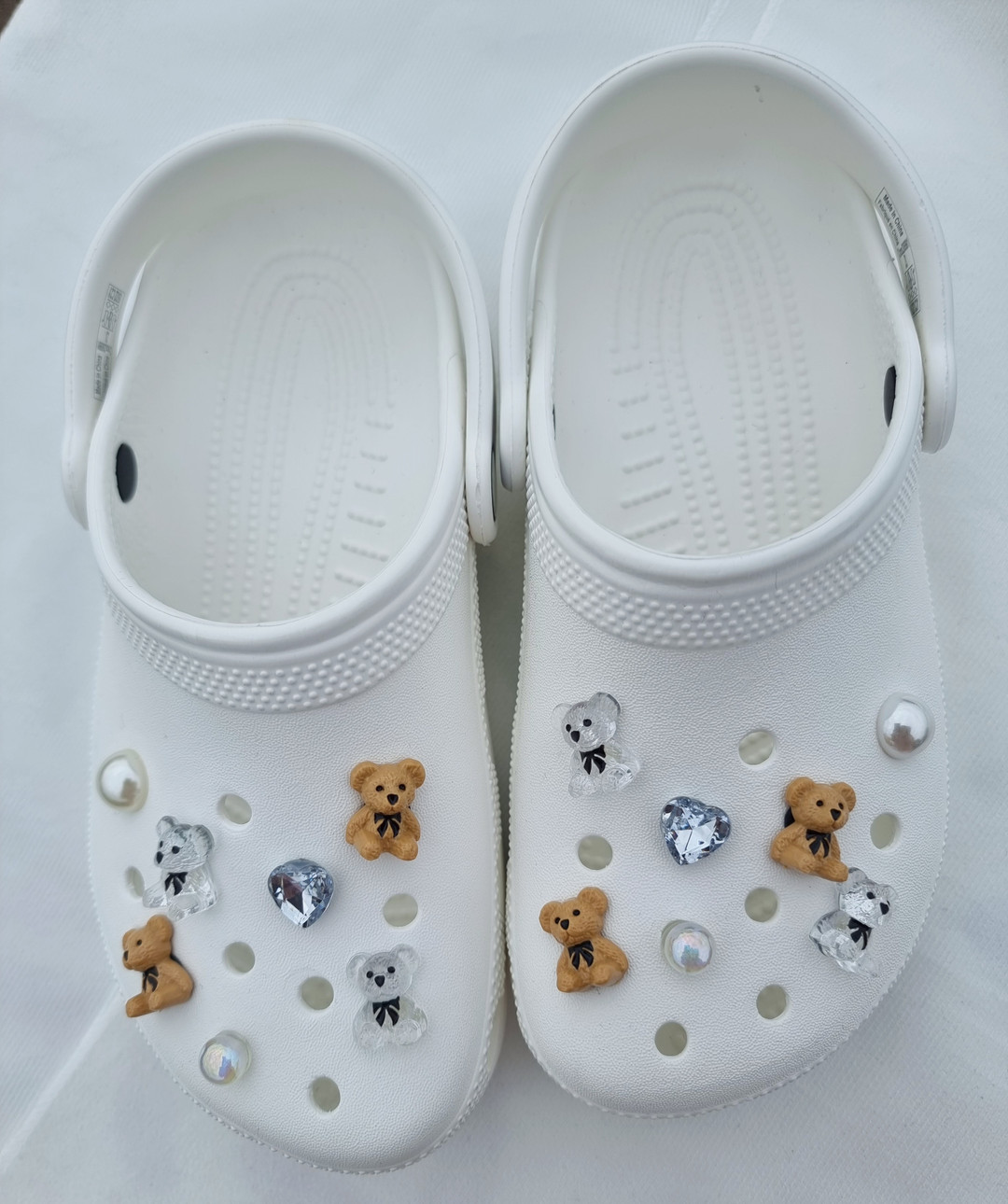 (Handmade)Bear & Bear Pearl Heart Jibbitz 14 PACK | idus