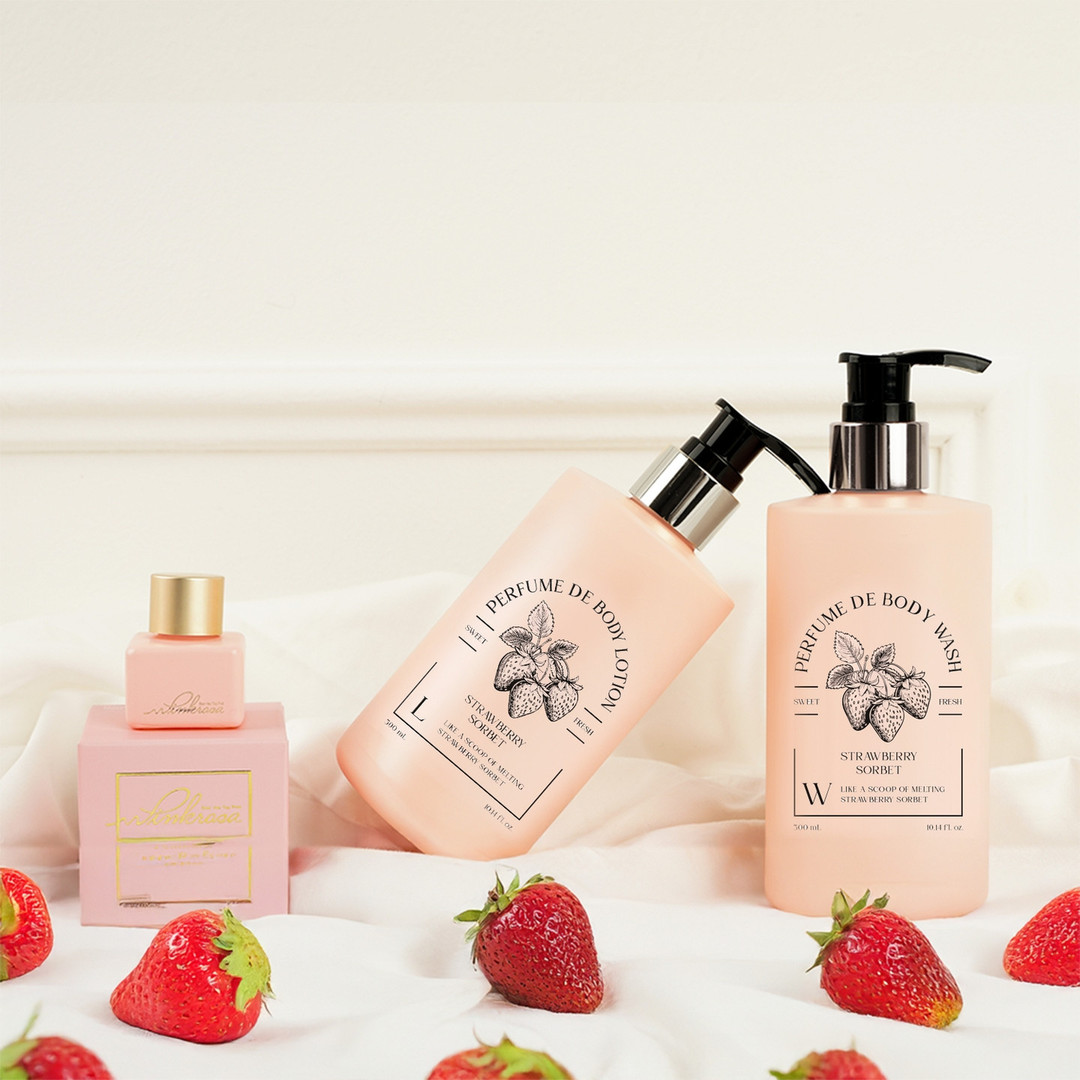 [Become a Human Strawberry Set - 3 Items] Body Wash, Body Lotion, Inner ...