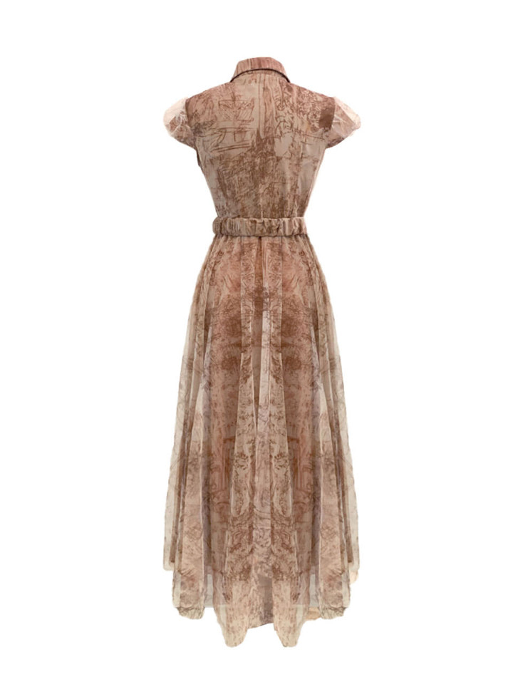 퍼프소매 샤 롱 원피스(벨트포함) | 아이디어스