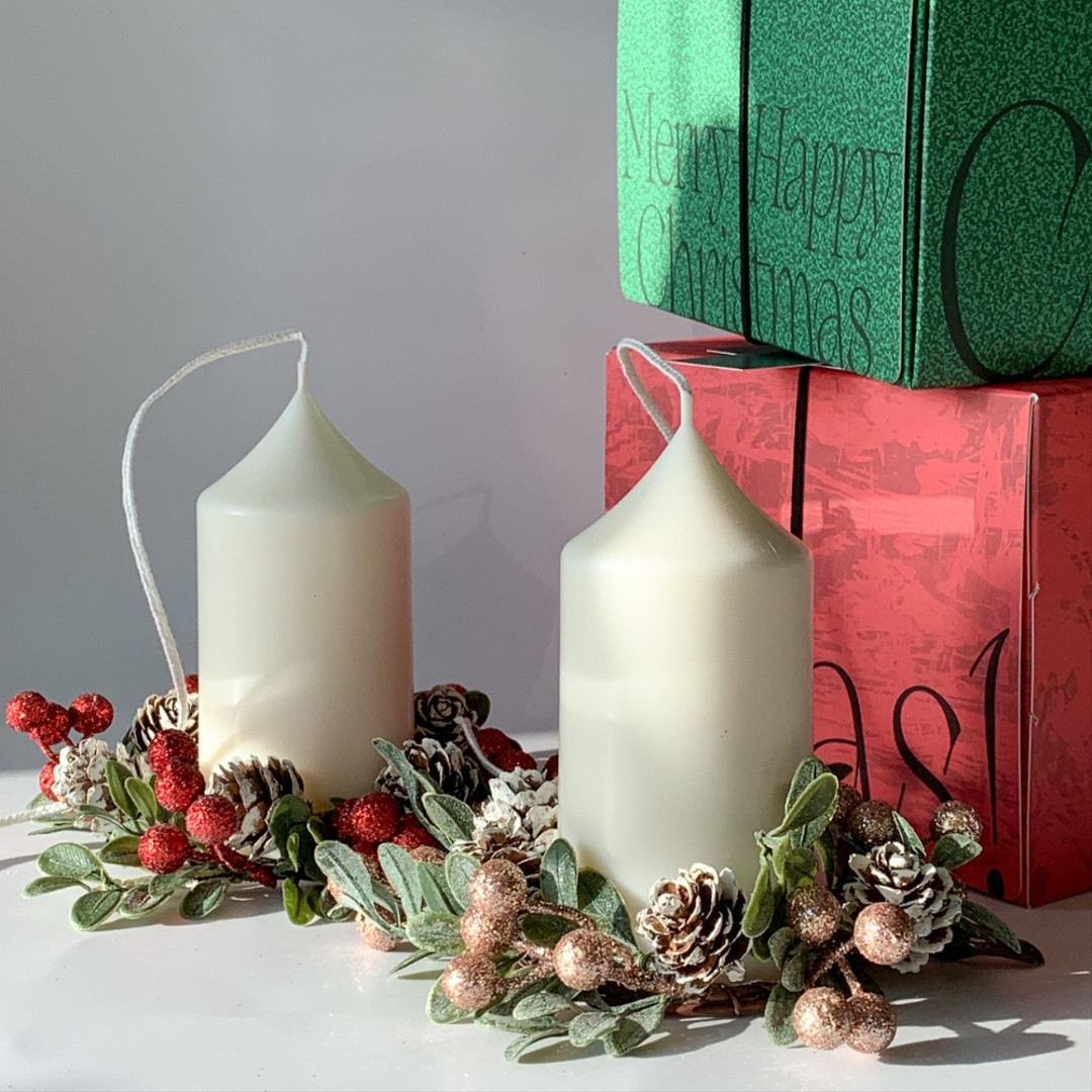 Wreath Candle Christmas year-end present gift 2color