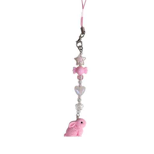 pink rabbit beaded keyring | 아이디어스