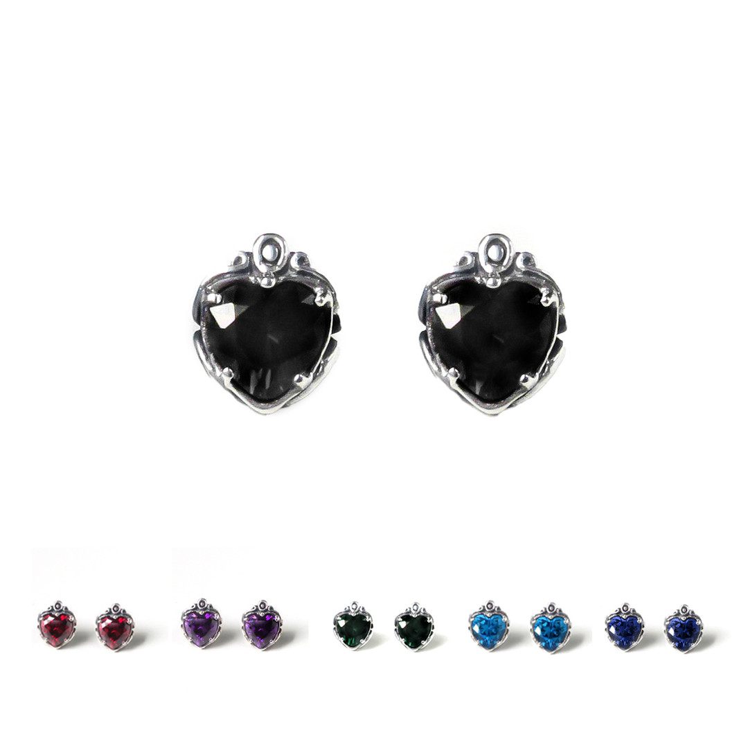 MIHUE Black Gothic Heart 925Sterling Silver Goth Stud Earrings for ...