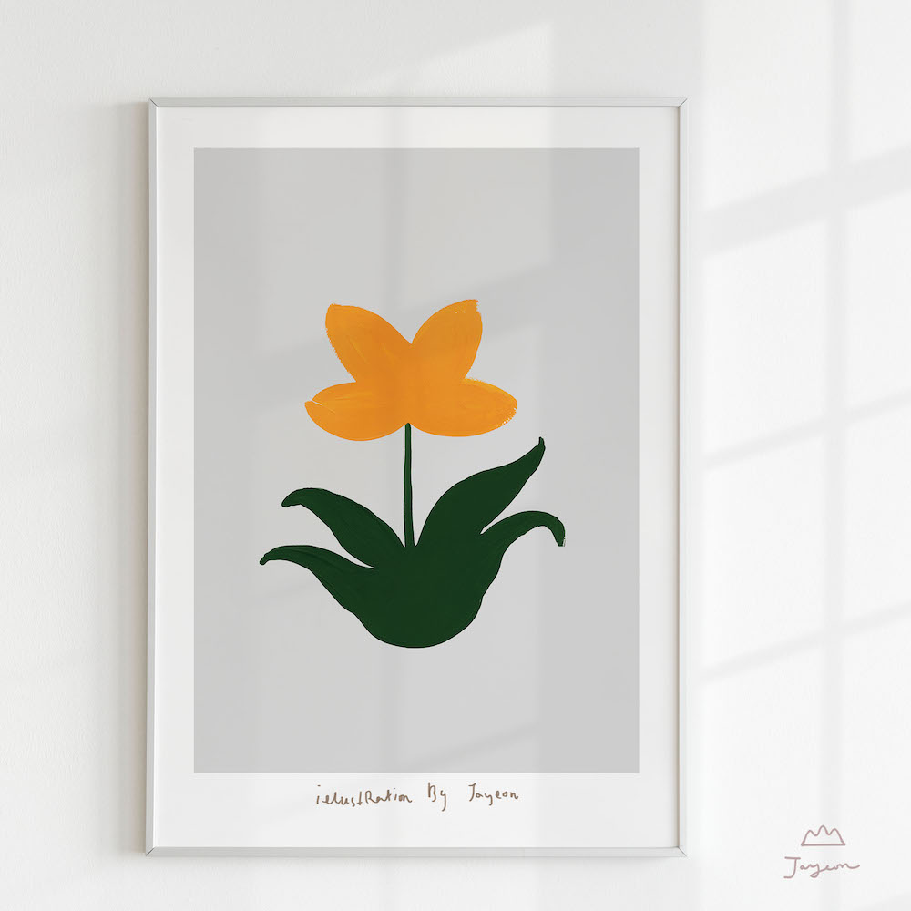Simple Yellow Flower Hand panting A3 Size Wall Decor Printed art | idus