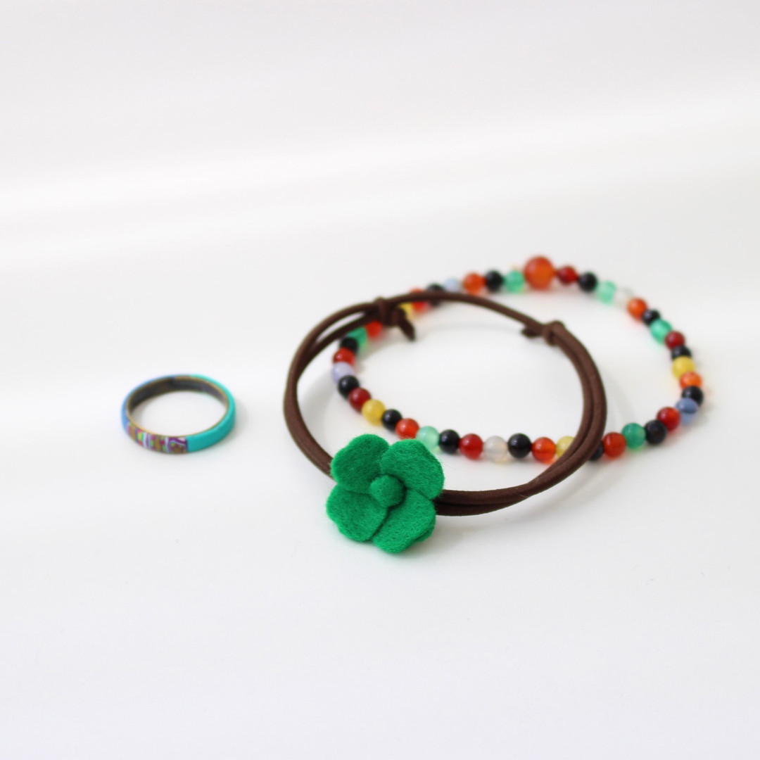 Four-Leaf Clover Flower Bracelet/Hair tie(2WAYS)