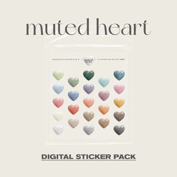 muted heart 뮤티드 하트 / 굿노트 스티커 | 아이디어스