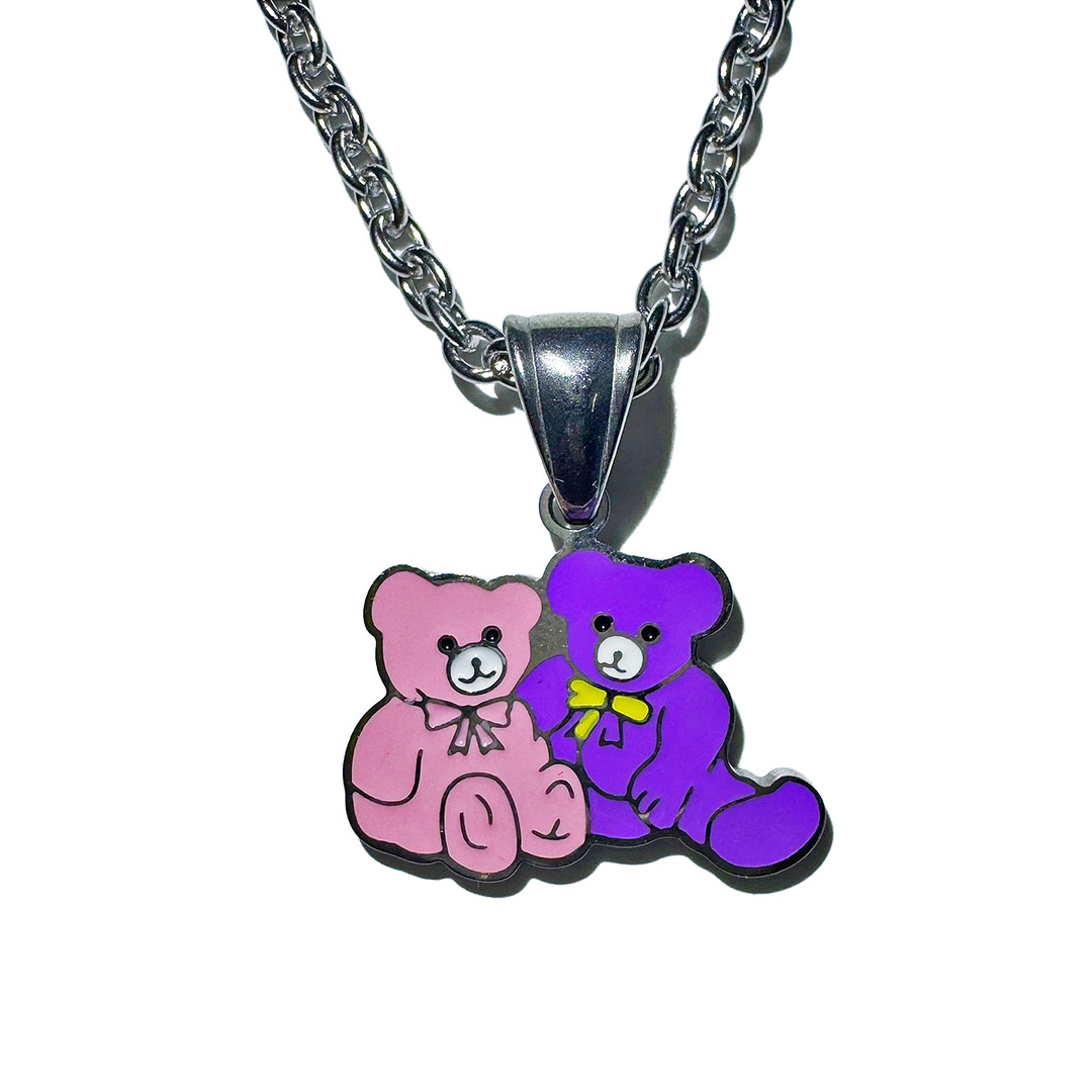 Pink&purple bear necklace | idus