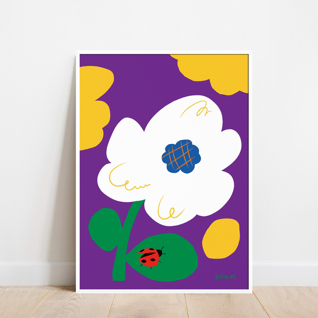 Big flower & ladybug Art poster A3 A2