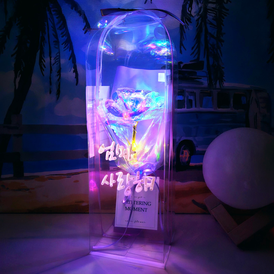 led holographic rose bouquet / led flower box / Calligraphy gift
