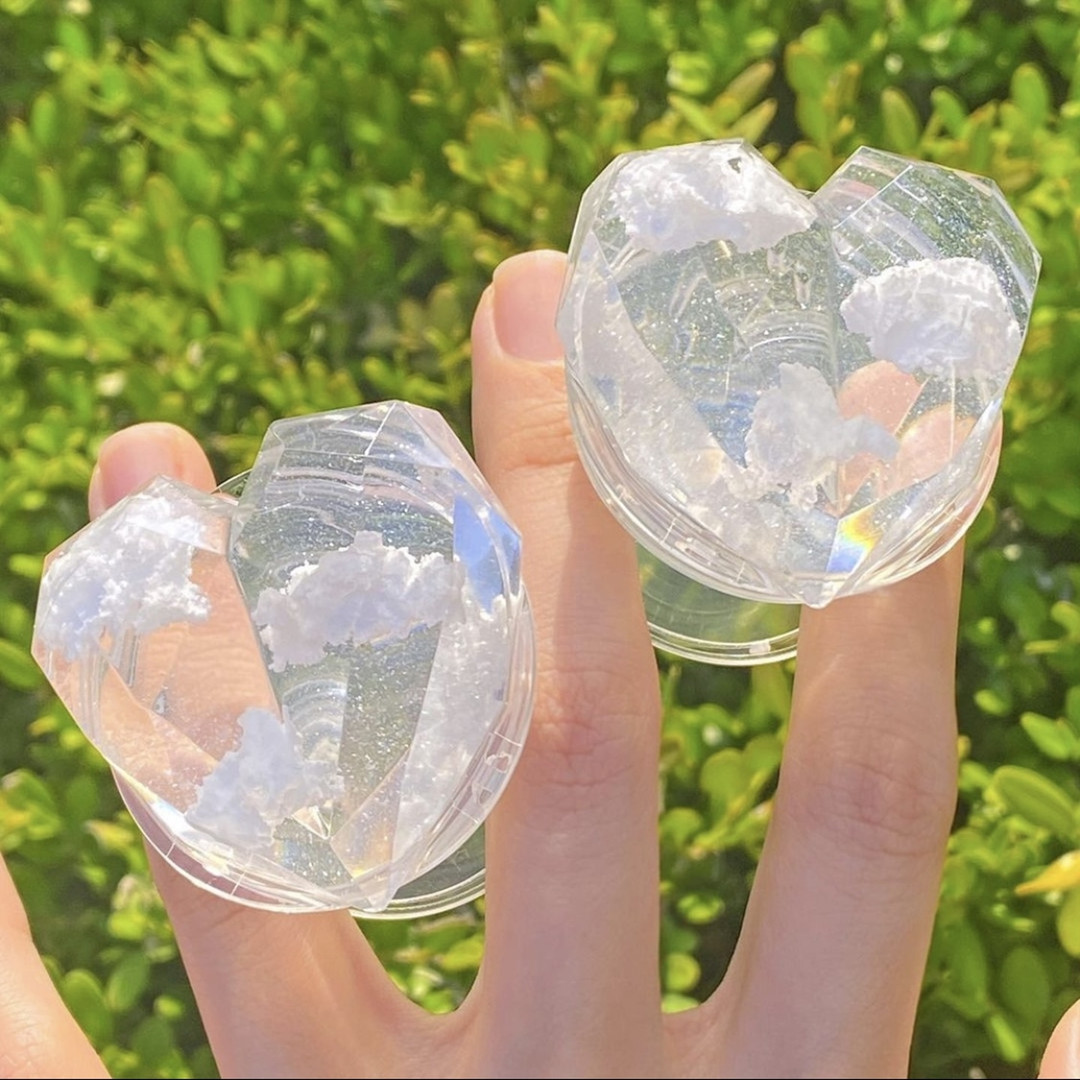 Transparent heart cloud glitter grip smart tok key ring | idus