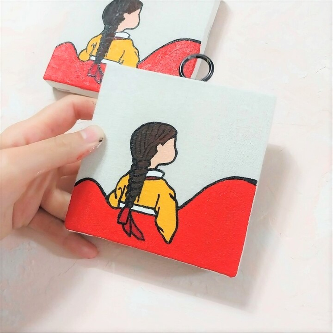 girl wearing hanbok frame hand painting korean props | idus