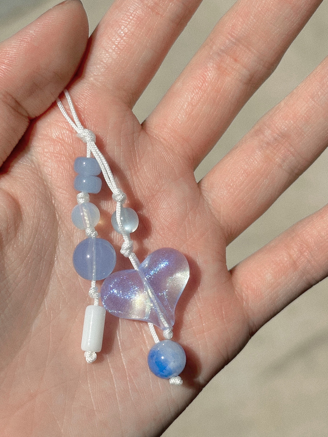 Blue Sky Heart Gemstone Opal Keychain Keyring Gift
