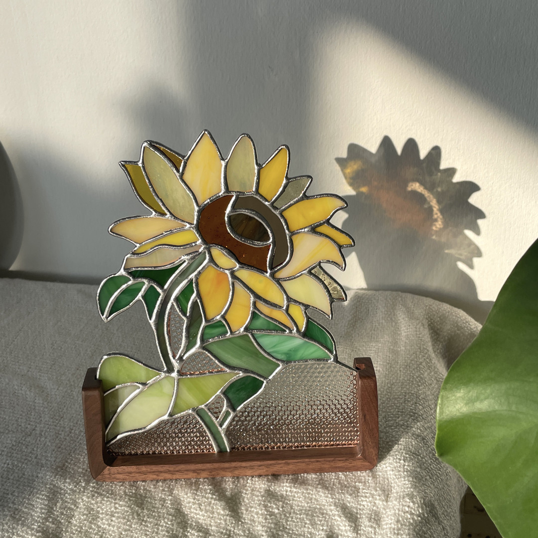 stained glass sunflower stand